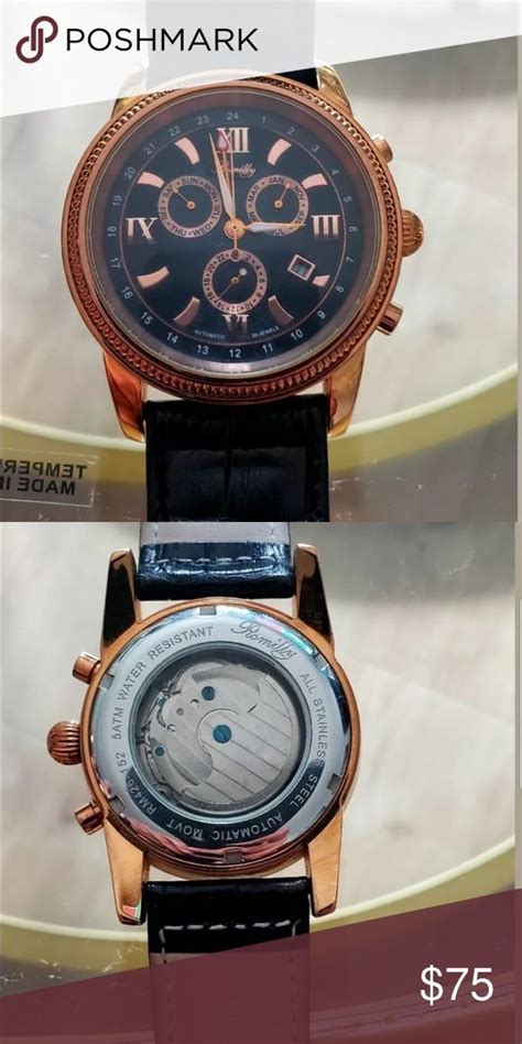 Romilly Mens Watch Black And Rose Gold Tone Case Watches For Men Mens