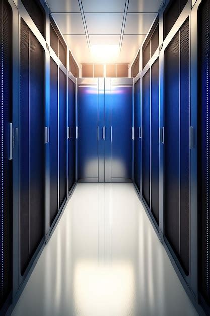 Premium Ai Image Computer Networking Server Room Warehouse