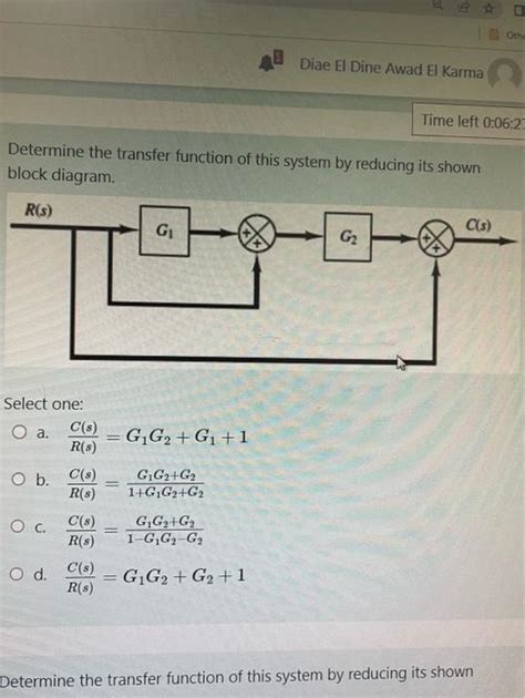 Solved Determine The Transfer Function Of This System By Chegg