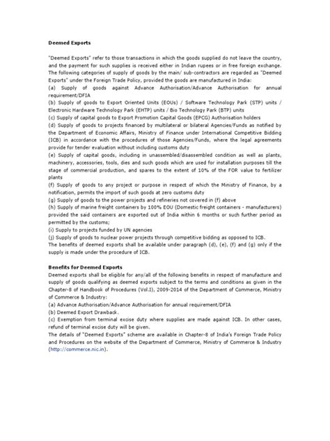 deemed export scheme pdf exports customs