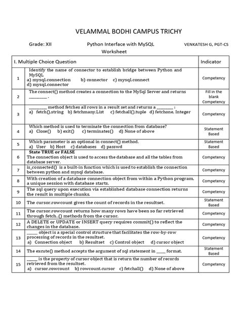 Sql Interface Worksheet Pdf Databases Data Management Software