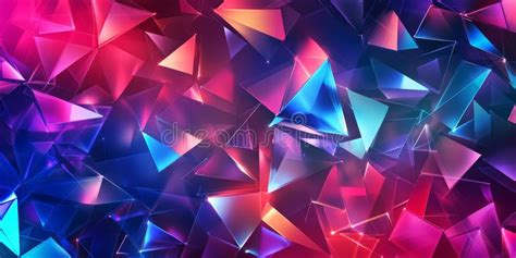 A Futuristic Abstract Background Featuring Neon Lit Triangular Prisms Dynamically Shifting In A