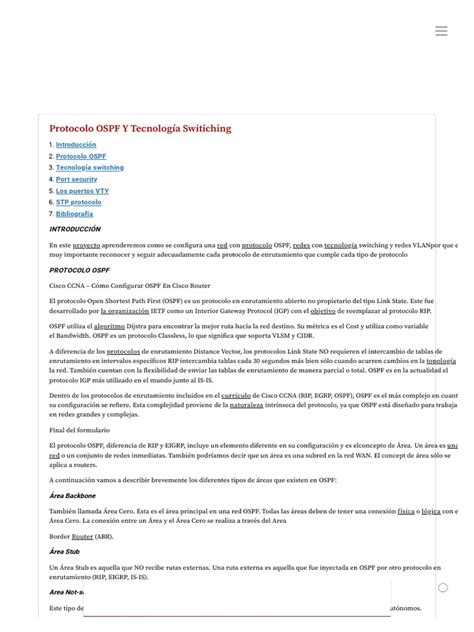 Protocolo Ospf Y Tecnología Switiching Pdf Internet Arquitectura De Computadores