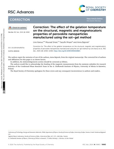 Pdf Correction The Effect Of The Gelation Temperature On The Structural Magnetic And
