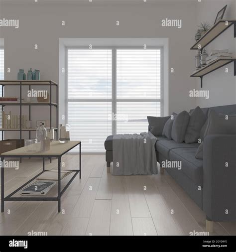 Render Of 3d Contemporary Living Room Interior And Modern Furniture