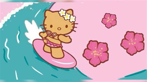 Hawaiian Hello Kitty Hawaii Tropical Coconut Summer Surf Beach Sanrio