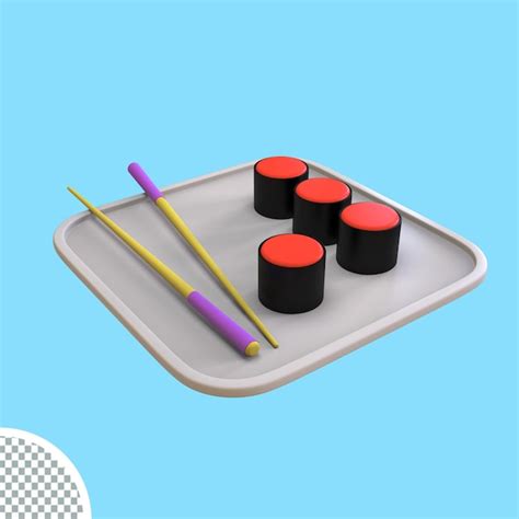 Rollo De Sushi Tradicional Con Salmón Y Palillos 3d Renderizado