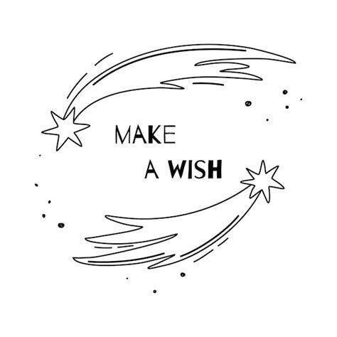 Cute Print With Shooting Stars Or Comets Make A Wish Lettering Space