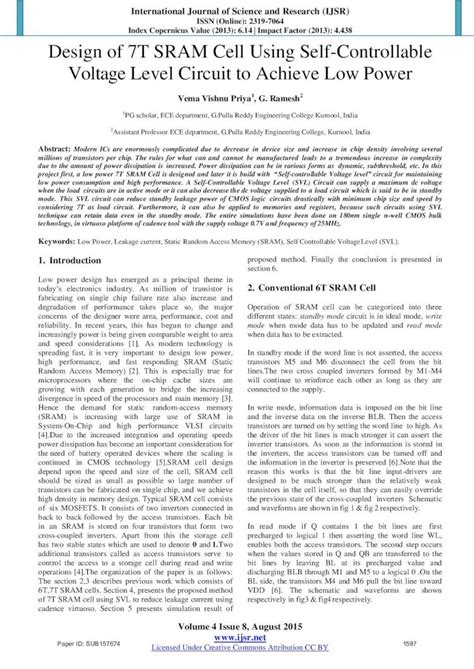 Pdf Design Of 7t Sram Cell Using Self Controllable Voltage Schematic Of 6t Sram Cell During
