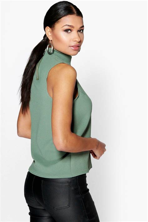 Boohoo Womens Isabella High Neck Sleeveless Top Ebay