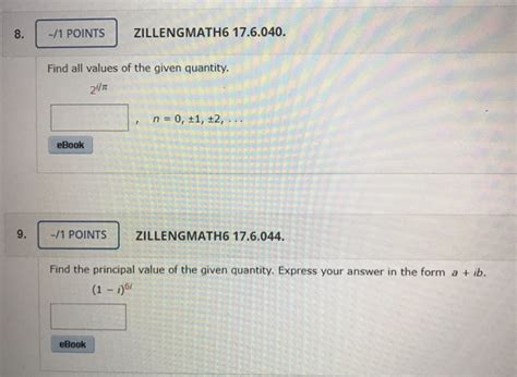 solved 1 points zillengmath6 17 6 040 find all values of