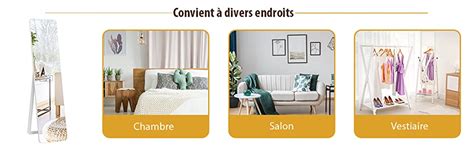 Costway Miroir Autoportant Rectangulaire Pleine Longueur Cadre En Bois Massif 160 X 37cm Blanc