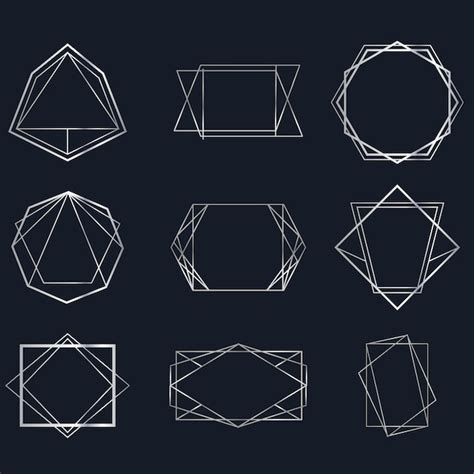 Premium Vector Gold Geometric Frames Set Of Golden Frames Or Borders