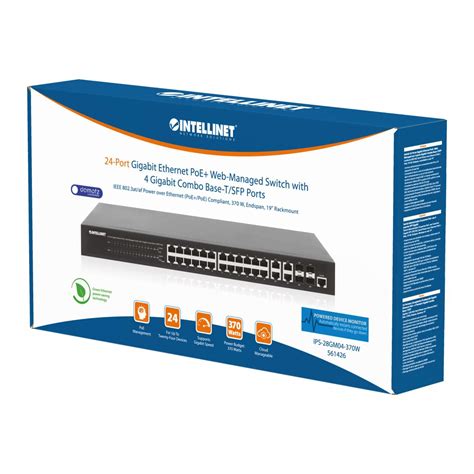 24 Port Gbe Poe Web Managed Switch W 4 Gbe Combo Base T Sfp Ports Intellinet Europe