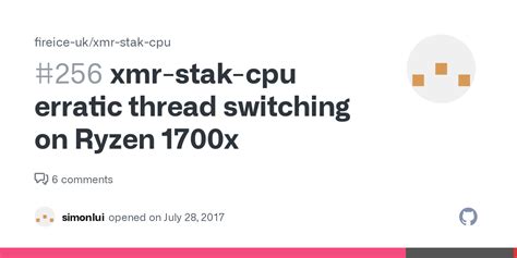 Xmr Stak Cpu Erratic Thread Switching On Ryzen 1700x Issue 256