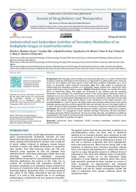 Antimicrobial And Antioxidant Activities Of Secondary Metabolites Of An
