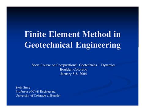 PDF Finite Element Method In Geotechnical Engineeringlibvolume Xyz Civil Btech Semester