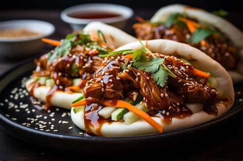 Premium Photo Asian Fusion Delight Korean Bbq Chicken Bao Bun Bliss