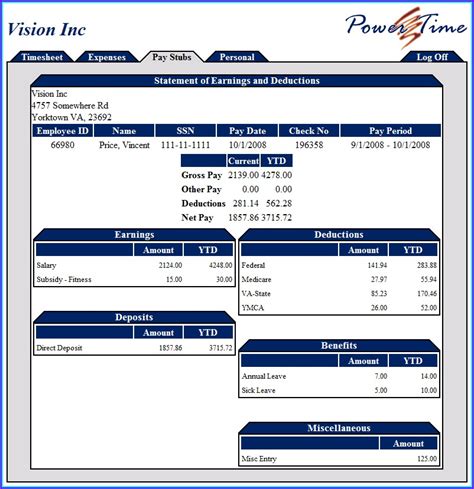 Pay Stub Template With Calculator