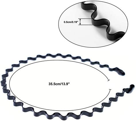 Metal Hair Bands For Men Womens Headbands Unisex Black Wavy Spring