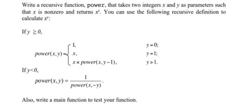Data Structure C Write A Recursive Function Power That Takes Two