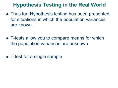 Ppt Hypothesis Testing In The Real World Powerpoint Presentation
