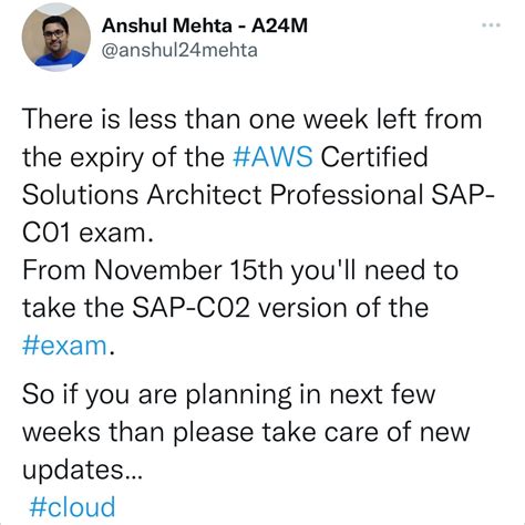 Anshul Mehta On Linkedin Aws Exam Cloudarchitecture Architect
