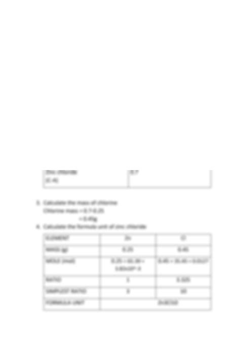 Solution Experiment 1 Determination Formula Unit For A Compound