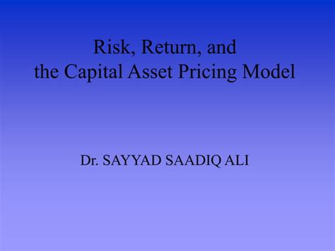 Capital Asset Pricing Model Capm Ppt