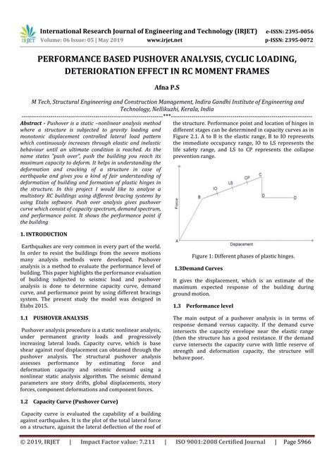 irjet performance based pushover analysis cyclic loading