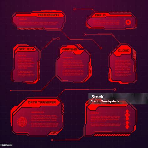 Elemen Hud Atau Ui Futuristik Merah Kotak Teks Antarmuka Pengguna Scifi