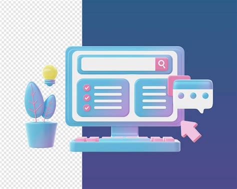 Ui Ux 웹 모바일 앱 소셜 미디어용 컴퓨터 그림 아이콘에서 작업하는 그라디언트의 3d 렌더링 프리미엄 Psd 파일