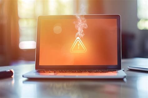 High Temperature Warning Sign On A Laptop Screen Premium Ai Generated Image