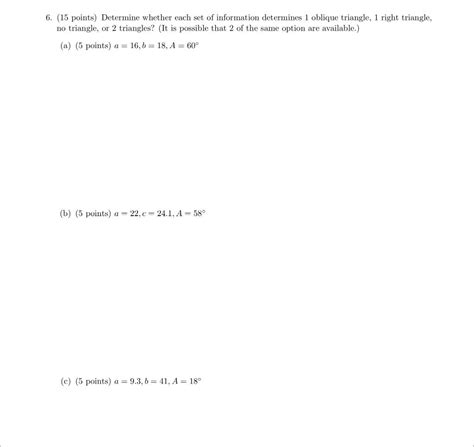 Solved 6 15 Points Determine Whether Each Set Of