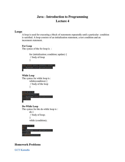 Solution Java Lecture Notes Loops Core Java Study Material Pdf