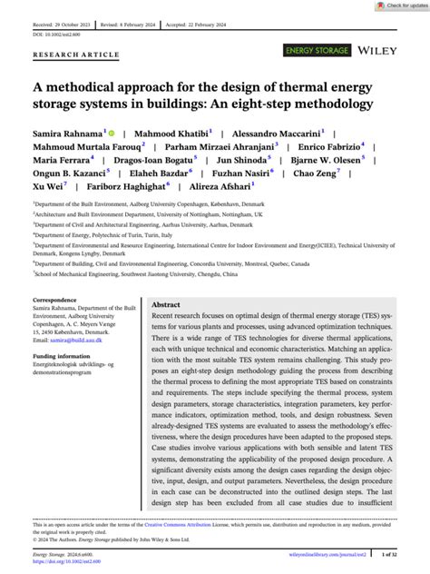 Energy Storage 2024 A Methodical Approach For The Design Of Thermal