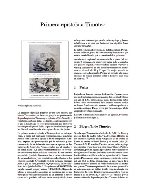 Primera Epístola A Timoteo Pdf Cristianismo Antiguo Cristianismo