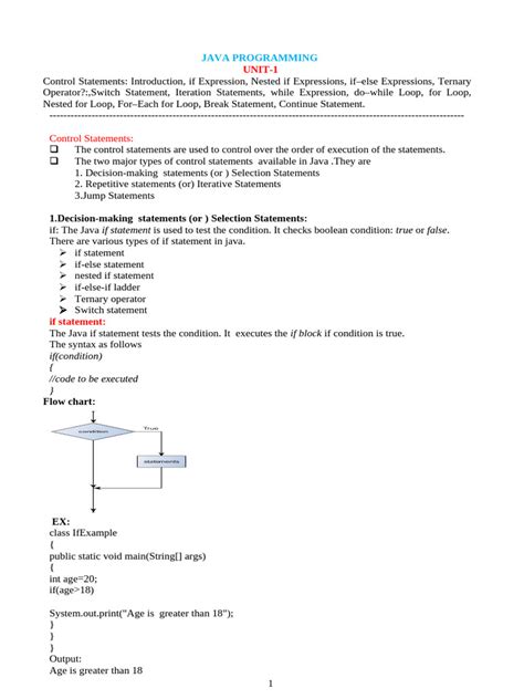 Java UNIT 1 | PDF