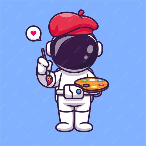 Free Vector Cute Astronaut Painting Cartoon Vector Icon Illustration