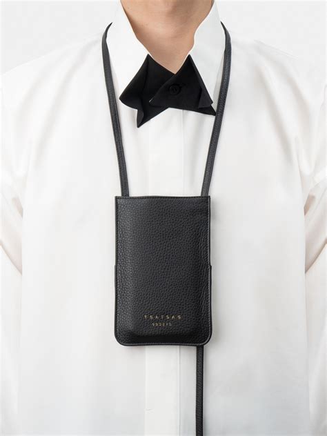 Sonic Phone Case In Black Calfskin Leather Tsatsas