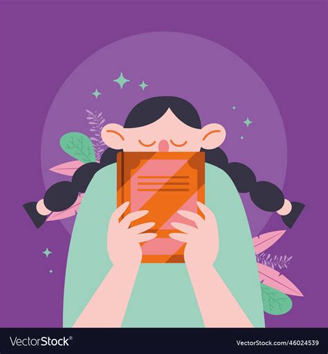 Woman Reading Text Book Royalty Free Vector Image