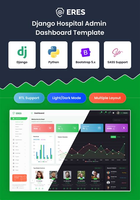 eres django hospital admin dashboard bootstrap template graphicfort