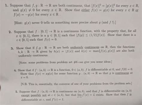 solved 1 suppose that f g r r are both continuous that