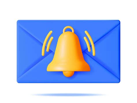 3D Mail Envelope With Bell Notification New Message Isolated Blue