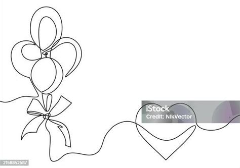 손으로 그린 라인 아트 낙서 하트와 풍선 벡터 일러스트 레이 션 발렌타인 데이 휴일 개념에 대한 스톡 벡터 아트 및 기타 이미지 개념 기포 낮 Istock