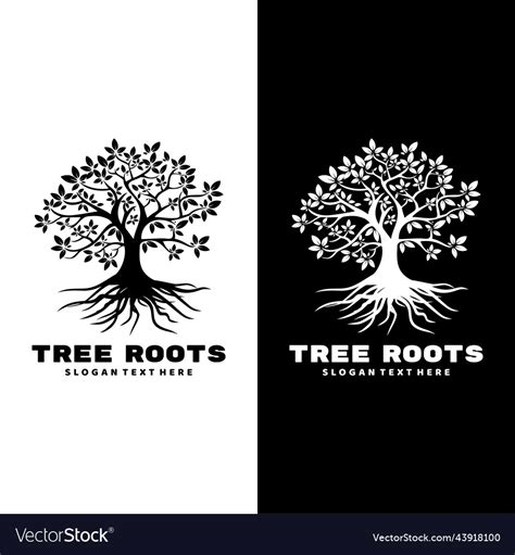 Tree Roots Logo Design Icon Royalty Free Vector Image