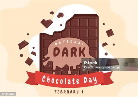 2월 1일 세계 다크 초콜릿의 날 Choco가 평면 스타일 만화 손으로 그린 템플릿 일러스트레이션으로 가져오는 건강과 행복을 위해 7월에 대한 스톡 벡터 아트 및 기타