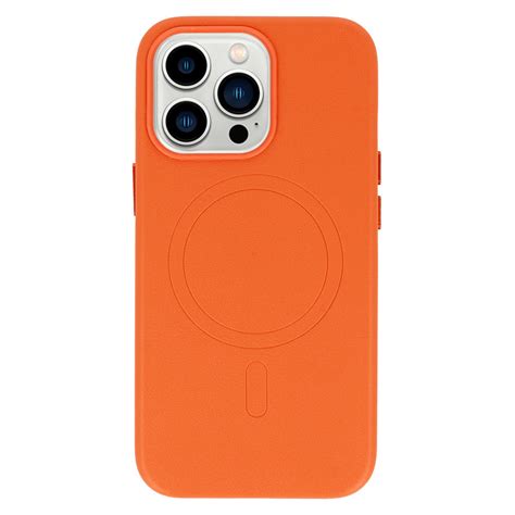 Magsafe Leather Case Iphone 14 Pro Max Orange Topmag