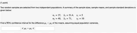 Solved Two Random Samples Are Selected From Two Independent