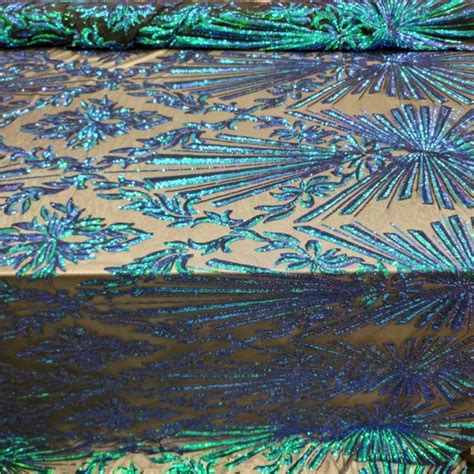 Peacock Sequin Fabric Etsy